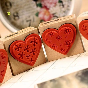 Heart Style Rubber Stamp Set - Korean Stamp - Wood Stamp - Filofax ...