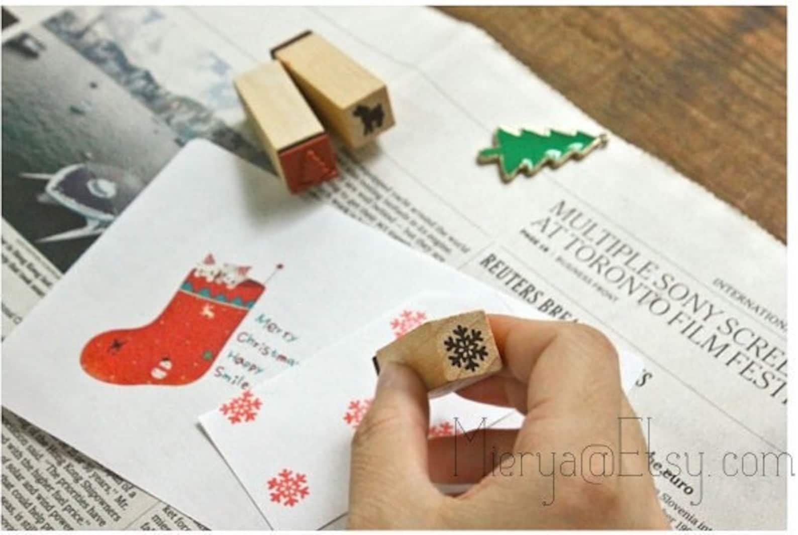 Christmas Style Stamp Set with Inkpad Rubber Stamp Deco - Etsy