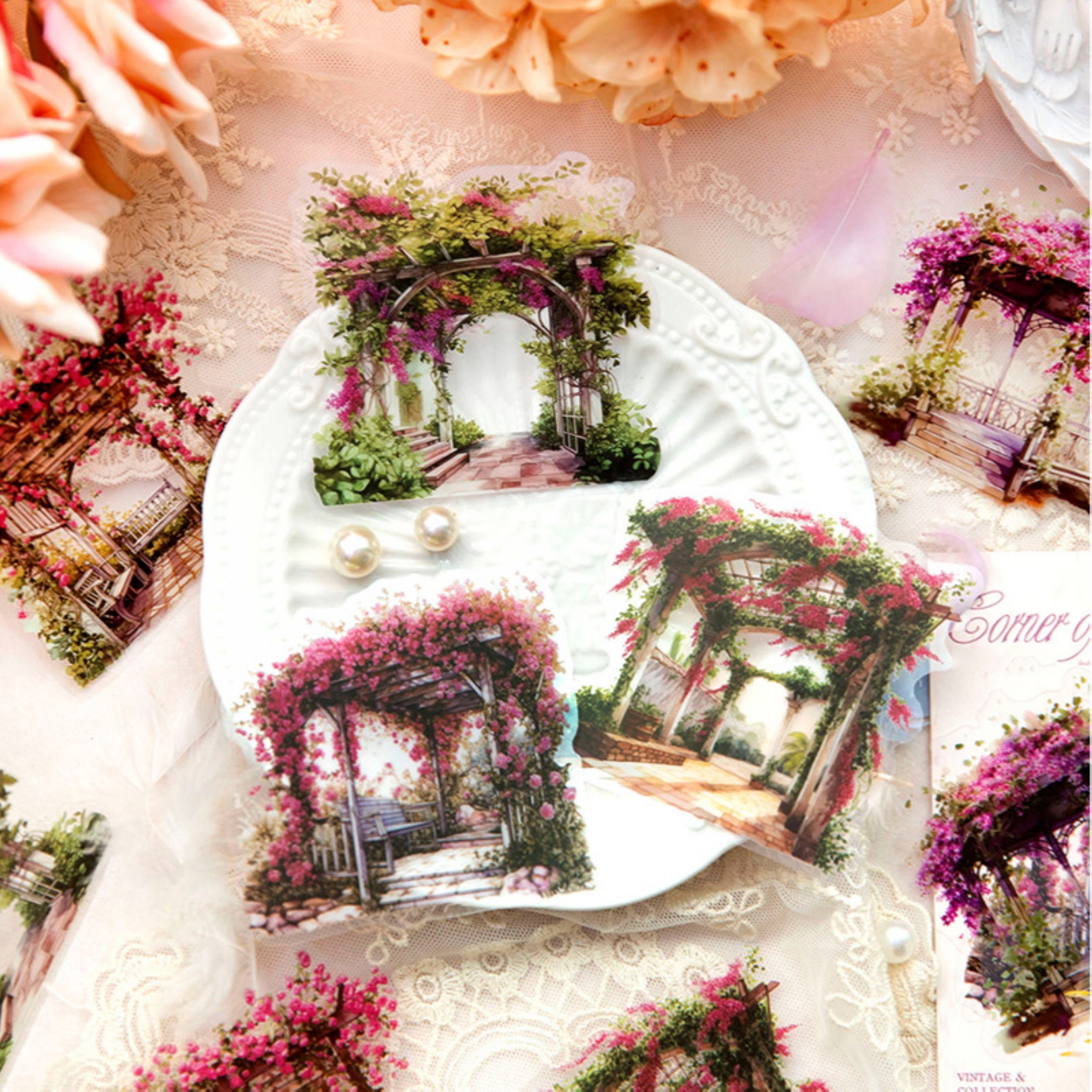 10 Pcs Romantic Theme Stickrs - Memory Corner Stickers - Vintage ...