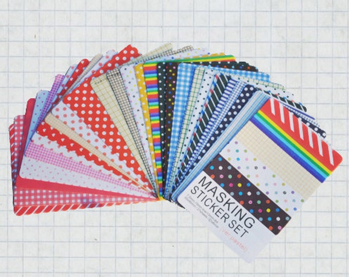 27 Sheets Masking Sticker Set Paper Stickers Deco Stickers Basic ...