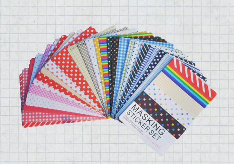 27 Sheets Masking Sticker Set Paper Stickers Deco Stickers | Etsy