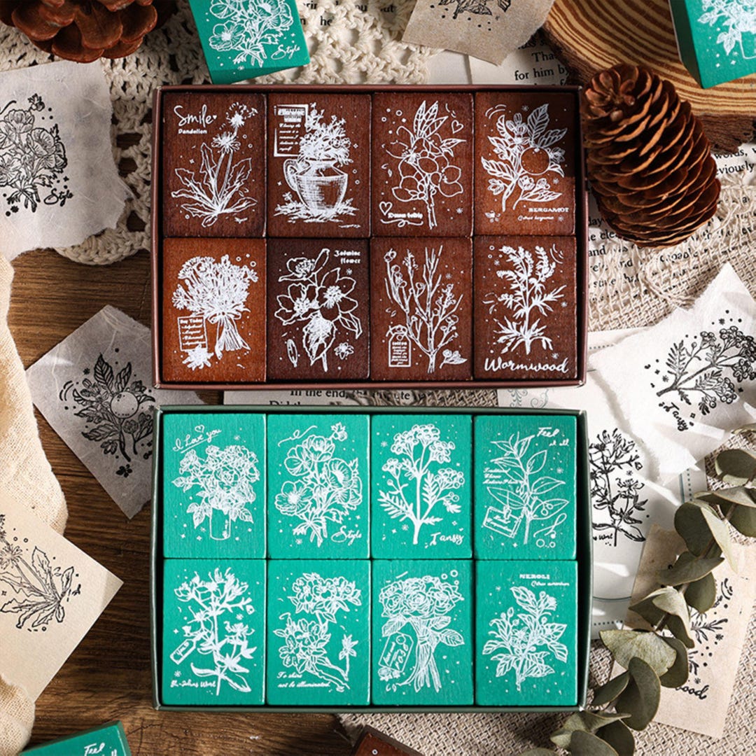 Flower Rubber Stamp - Retro Stamp - Deco Stamp - 2 Styles - Etsy