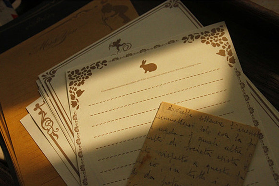 8 Sheets Vintage Style Copper Printing White Writing Paper - Stationery ...