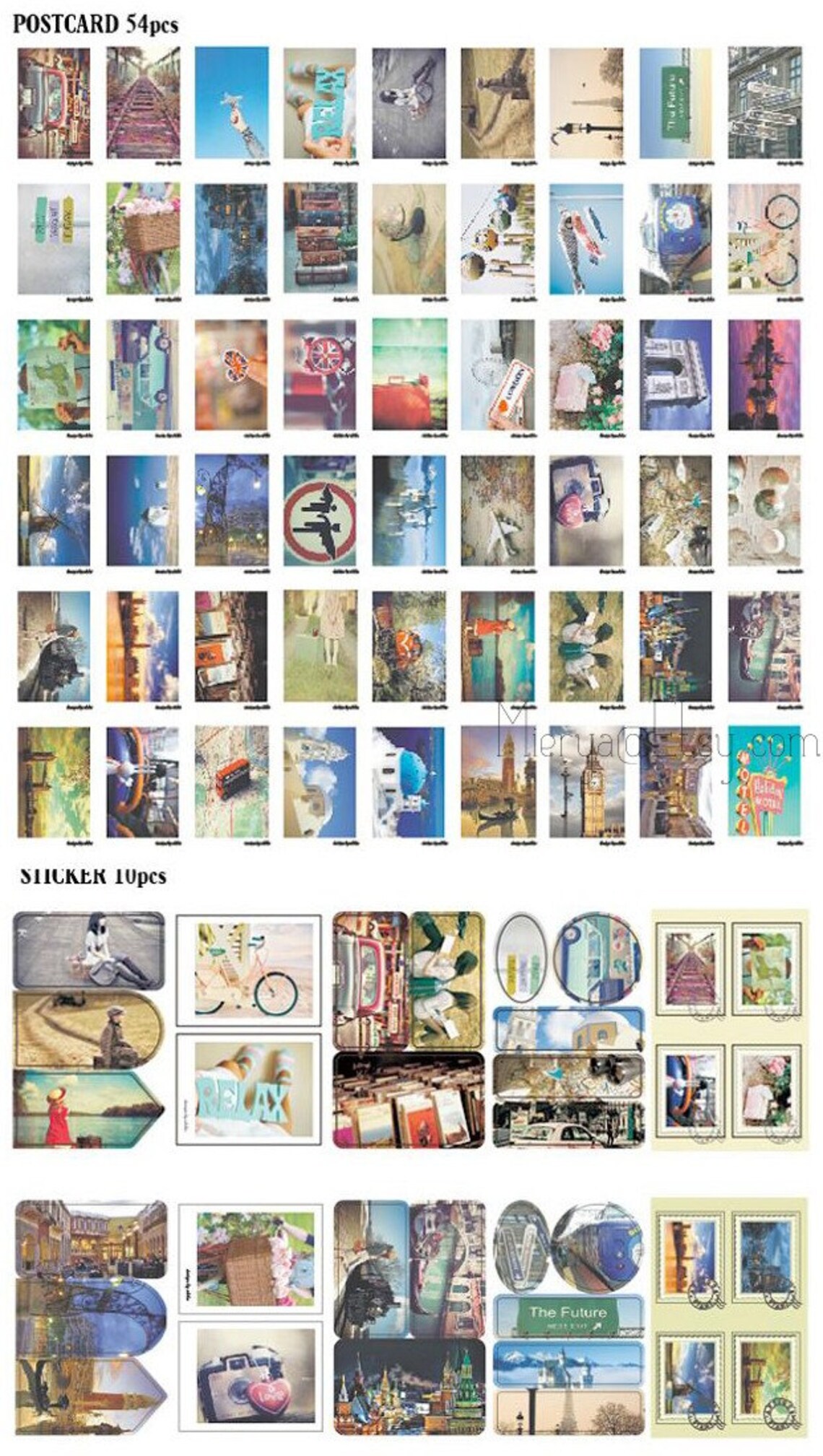 Travel Series Postcards and Stickers with Tin Box Deco - Etsy