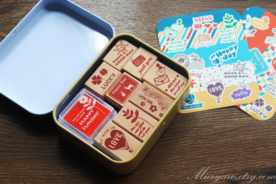 High Quality Tin Box Pack Rubber Stamp Ink Pad and Sticker Set | Etsy
