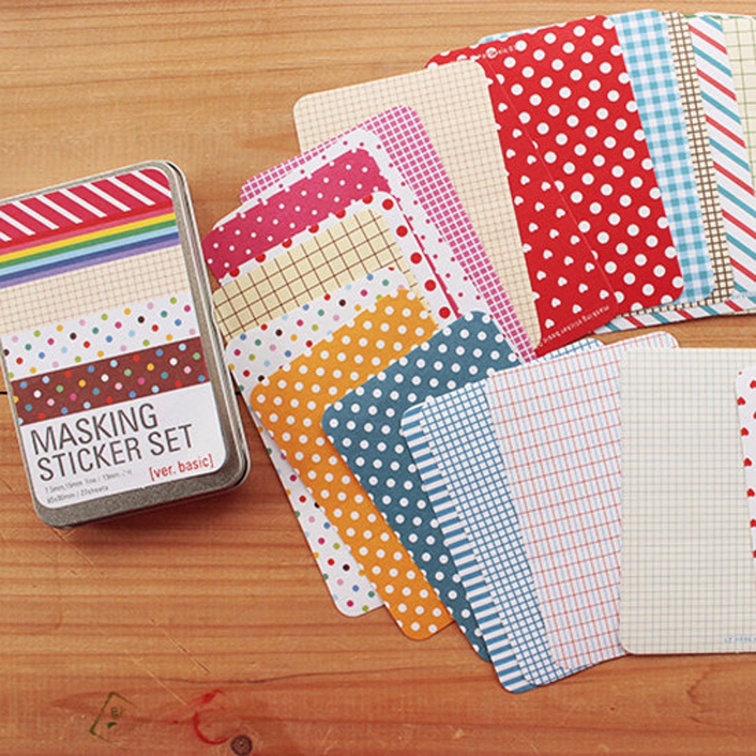 Masking Sticker Set Packed in Tin Case Deco Sticker Diary - Etsy