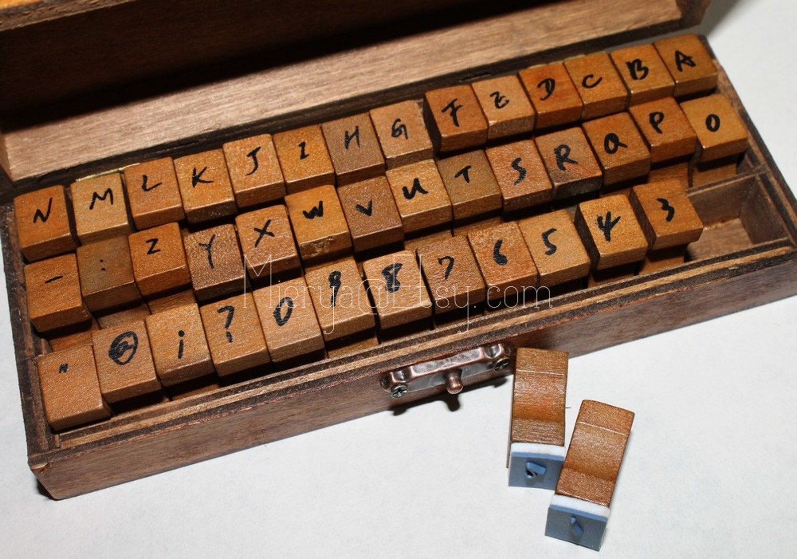 Vintage Handwriting Alphabet and Number Stamp Set Wooden - Etsy