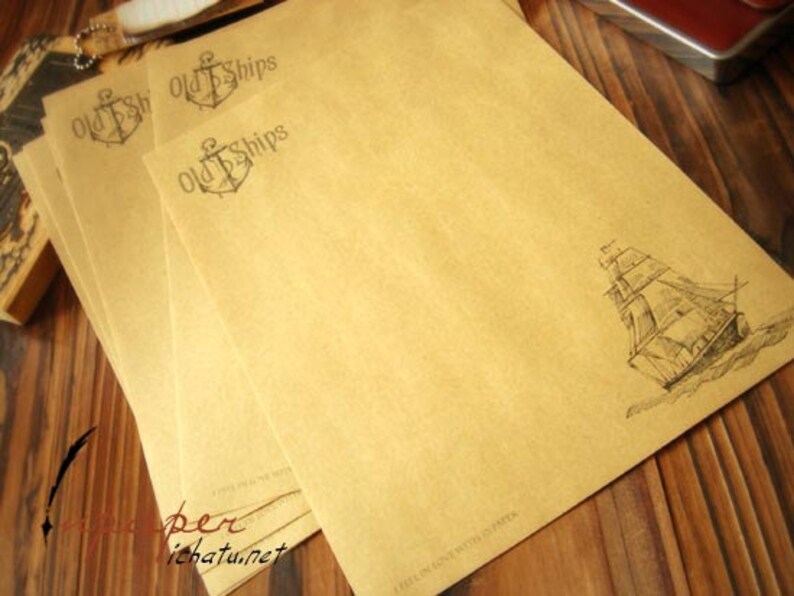 8 Sheets Vintage Style Old Ships Brown Writing Paper - Etsy