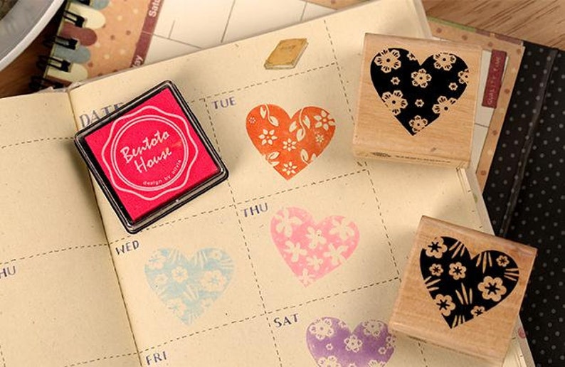 Heart Style Rubber Stamp Set Korean Stamp Wood Stamp | Etsy