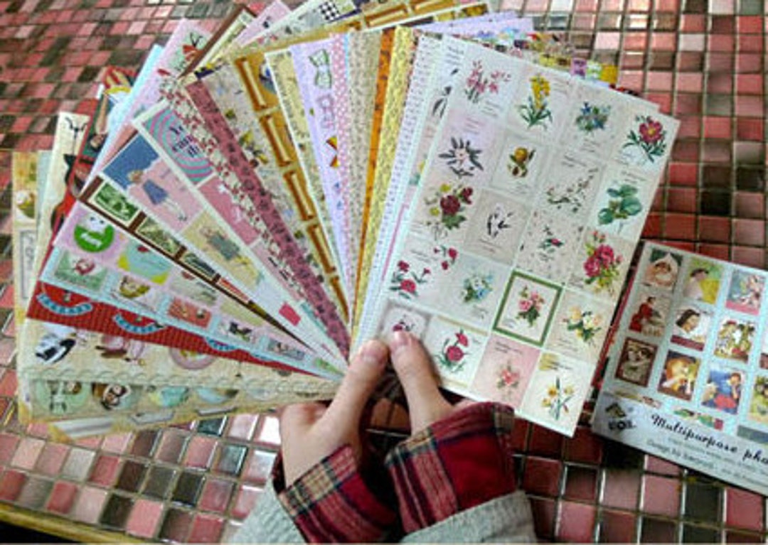 Pictorial Sticker Set - Euro Vintage Sticker Set - Paper Sticker Set ...