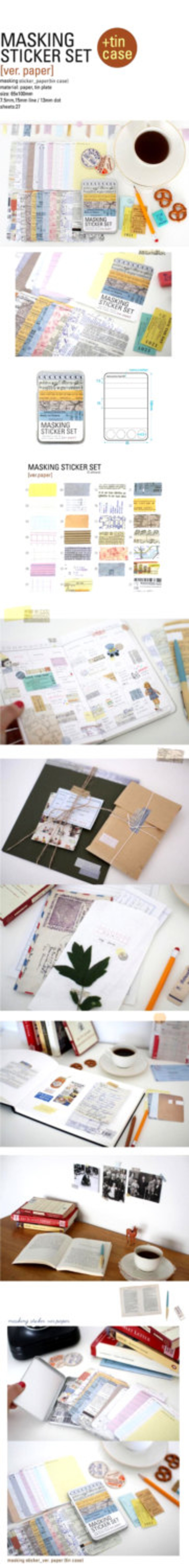 Masking Sticker Set Packed in Tin Case Deco Sticker Diary | Etsy