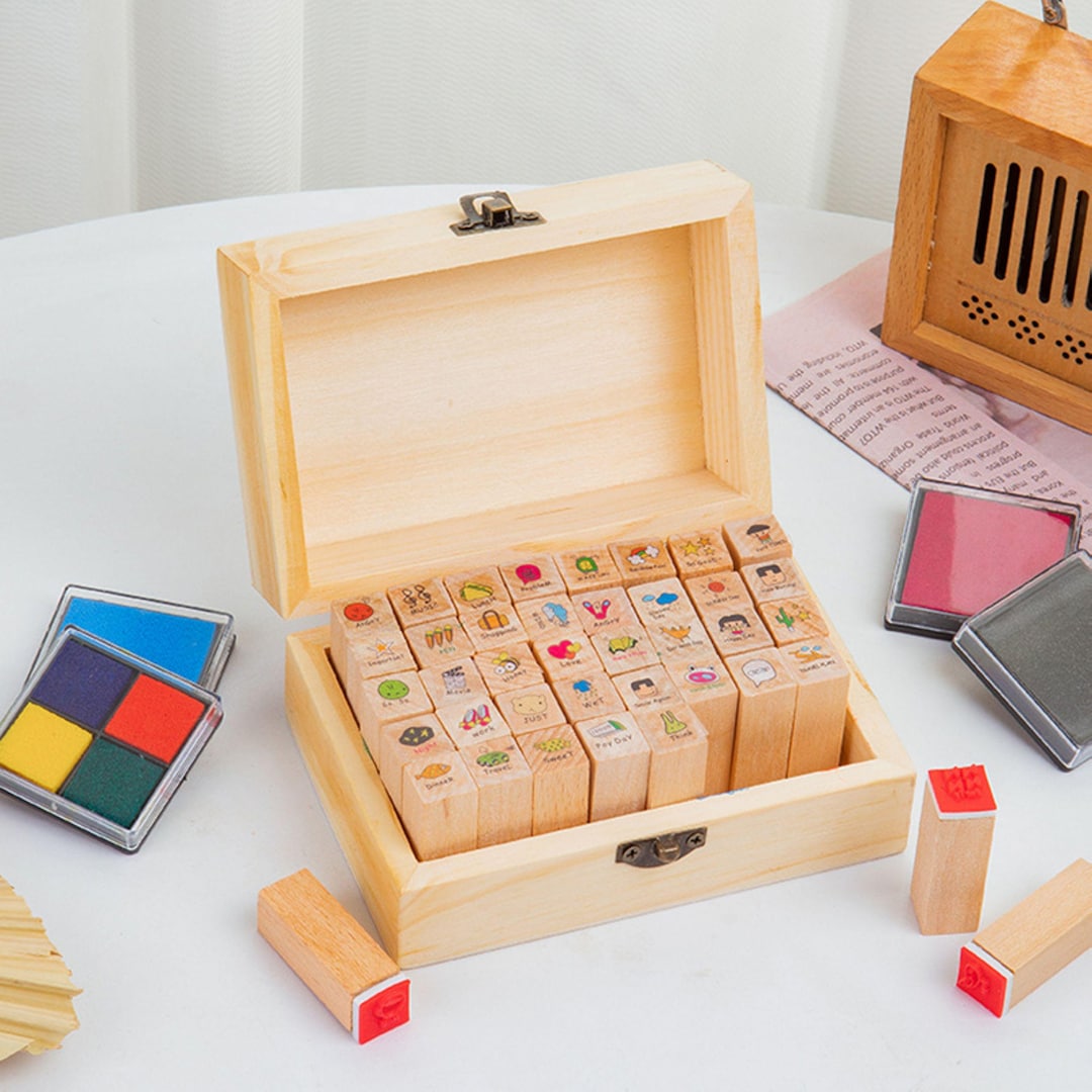 Happy Day Diary Stamp Set (40 Pcs) - Wooden Rubber Stamps - Korean ...