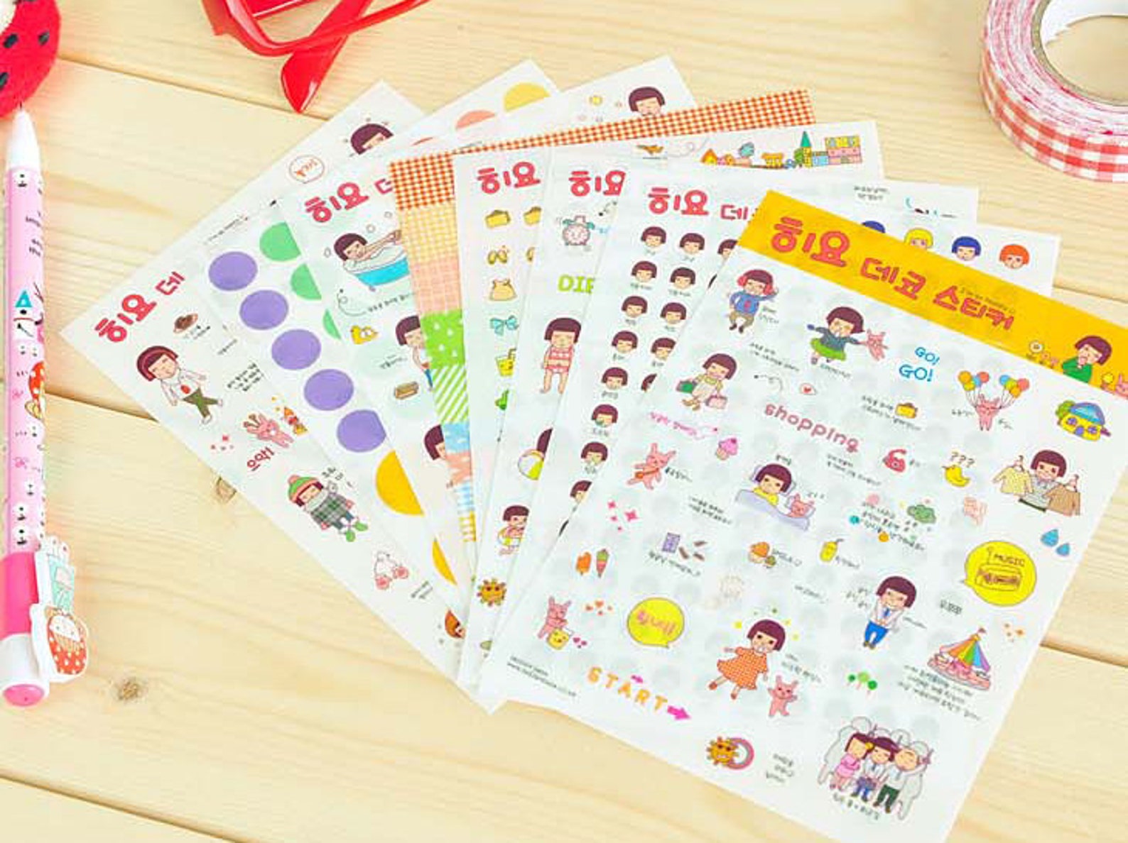 Korean Girl Sticker Set Cell Phone Sticker Diary Sticker | Etsy