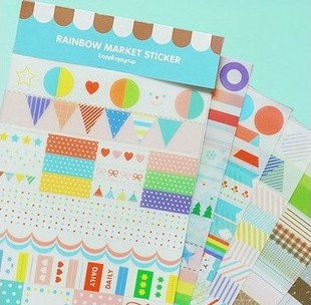 Drawing Market Stickers Deco Stickers Diary Stickers 6 Sheets In - Etsy