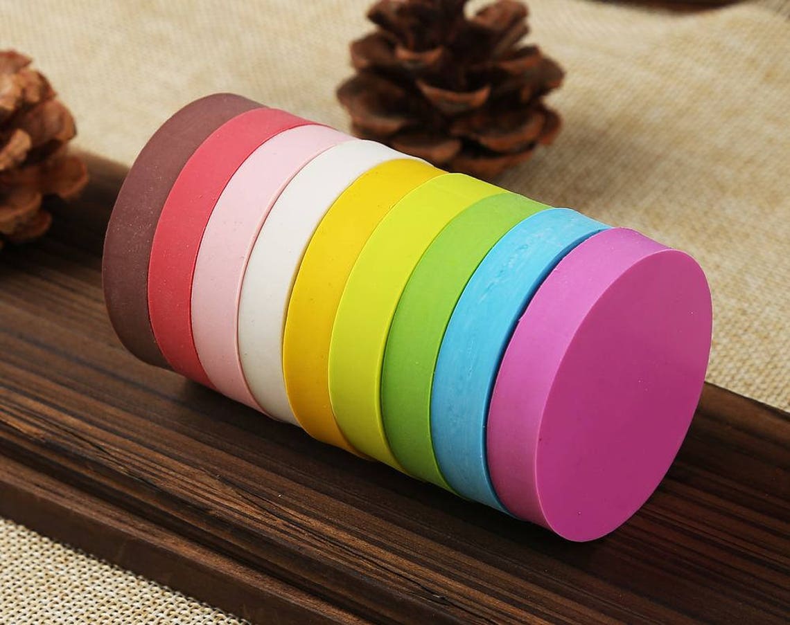 Colorful Round Rubber Block DIY Rubber Stamp Handcraft | Etsy