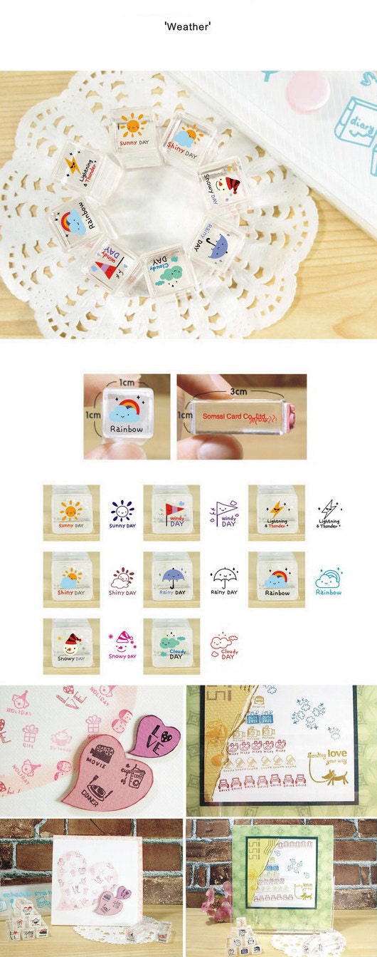 4 Cases Crystal Schedule Stamp Set Rubber Stamps Diary | Etsy