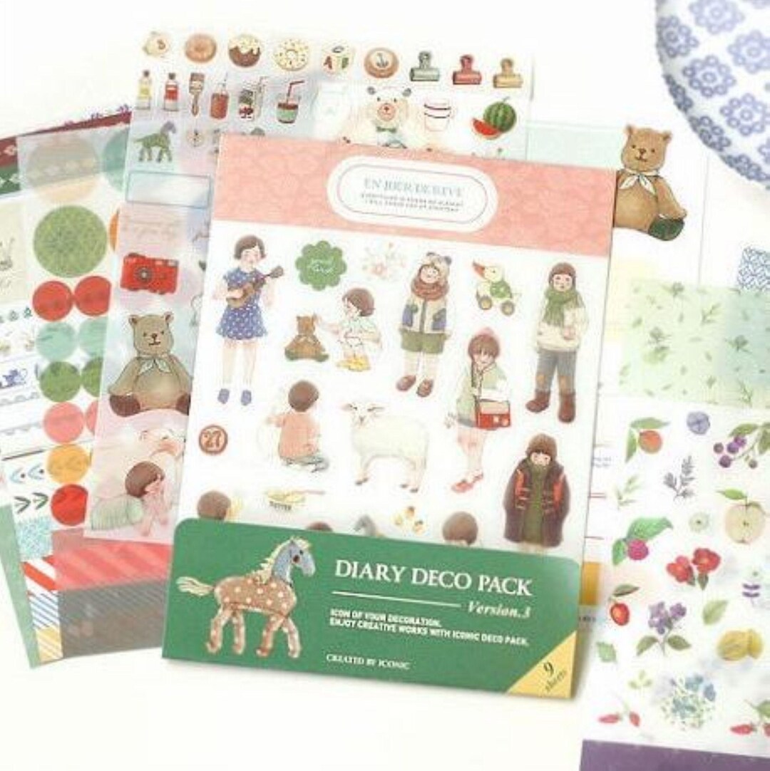 Diary Deco Pack - Deco Stickers - Diary Stickers - Masking Stickers - 9 ...