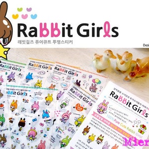 Rabbit Girls Sticker Set Diary Sticker Deco Sticker - Etsy