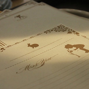 8 Sheets Vintage Style Copper Printing White Writing Paper - Stationery ...