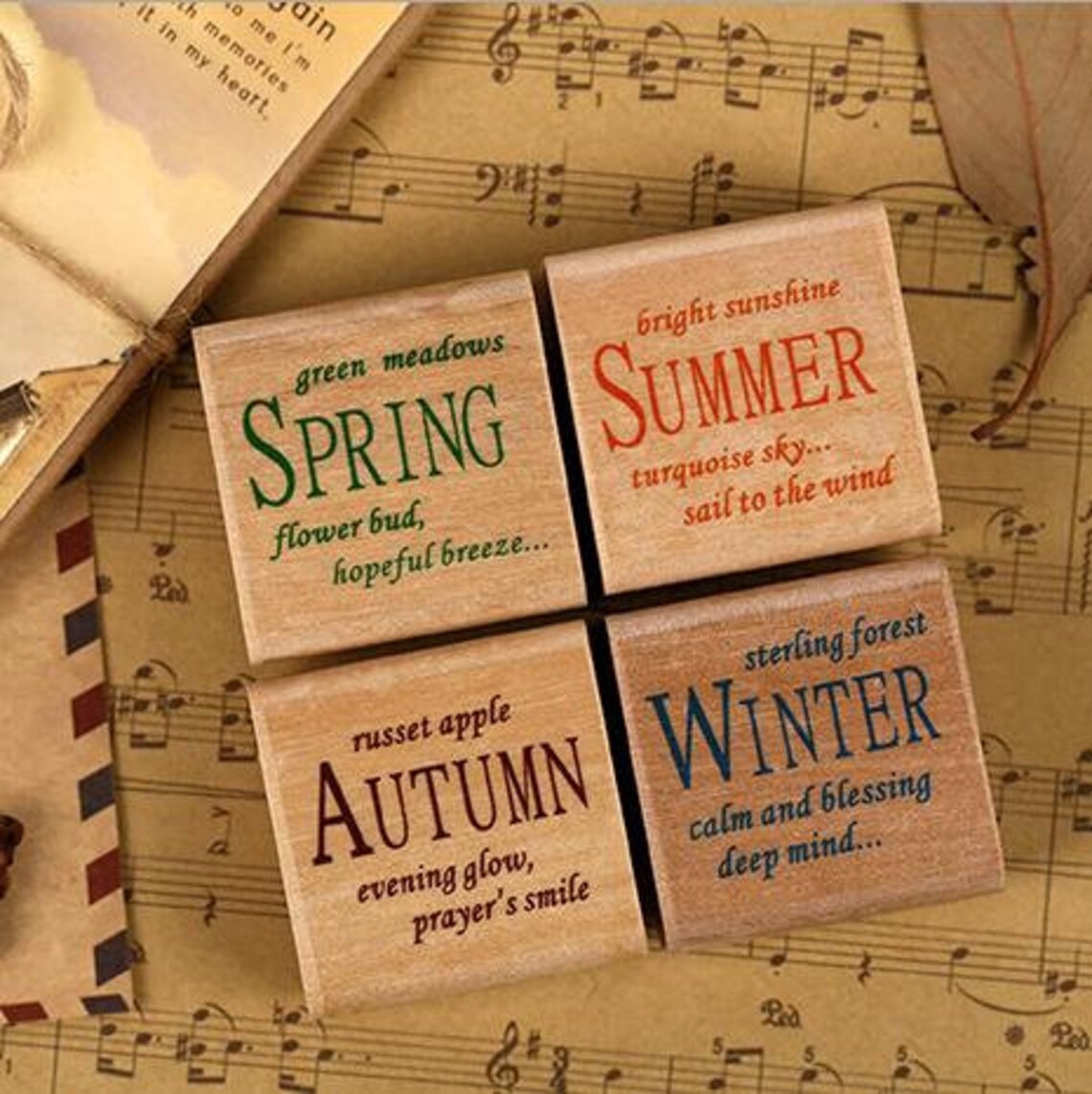 Season Style Rubber Stamp Set Korean Stamp Wood Stamp | Etsy