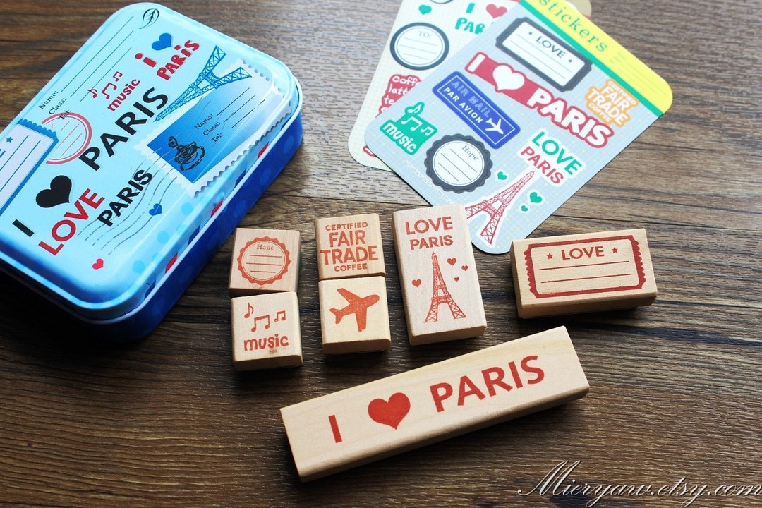 High Quality Diary Stamp and Sticker Set in Tin Box - Rubber Stamp ...
