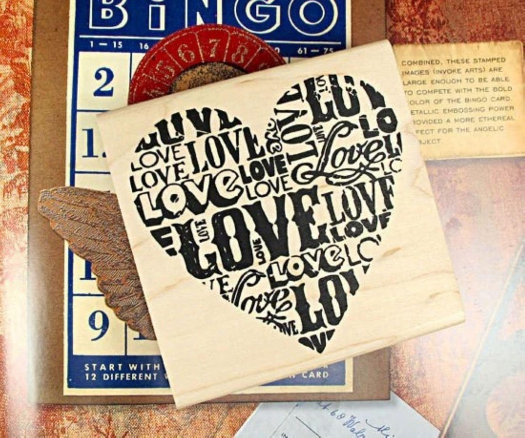 Super Size Love Heart Stamp - Wooden Rubber Stamp - Diary Stamp - 9cm X ...