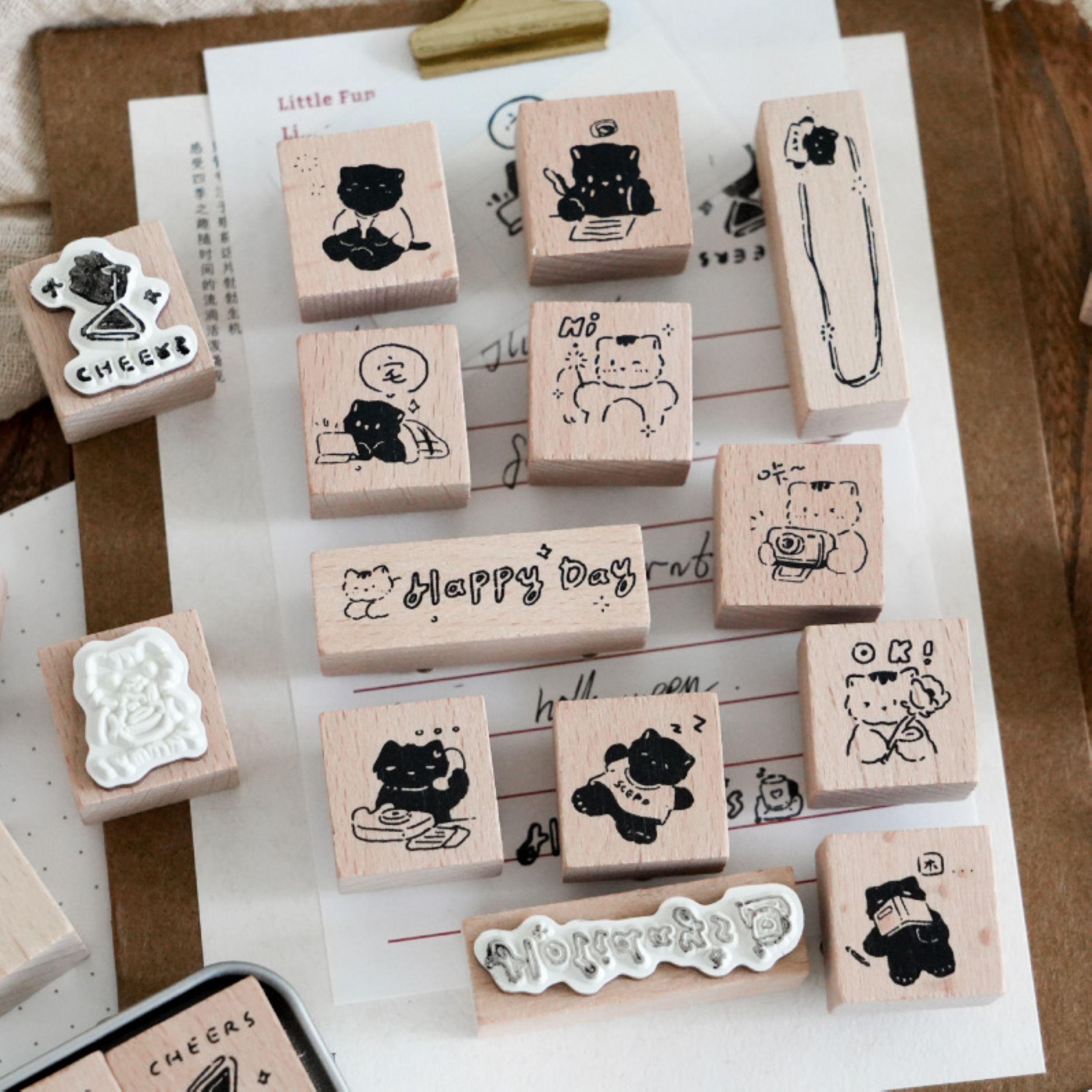 Kawaii Cat Rubber Stamp Set - Deco Stamps in Tin Box - Etsy