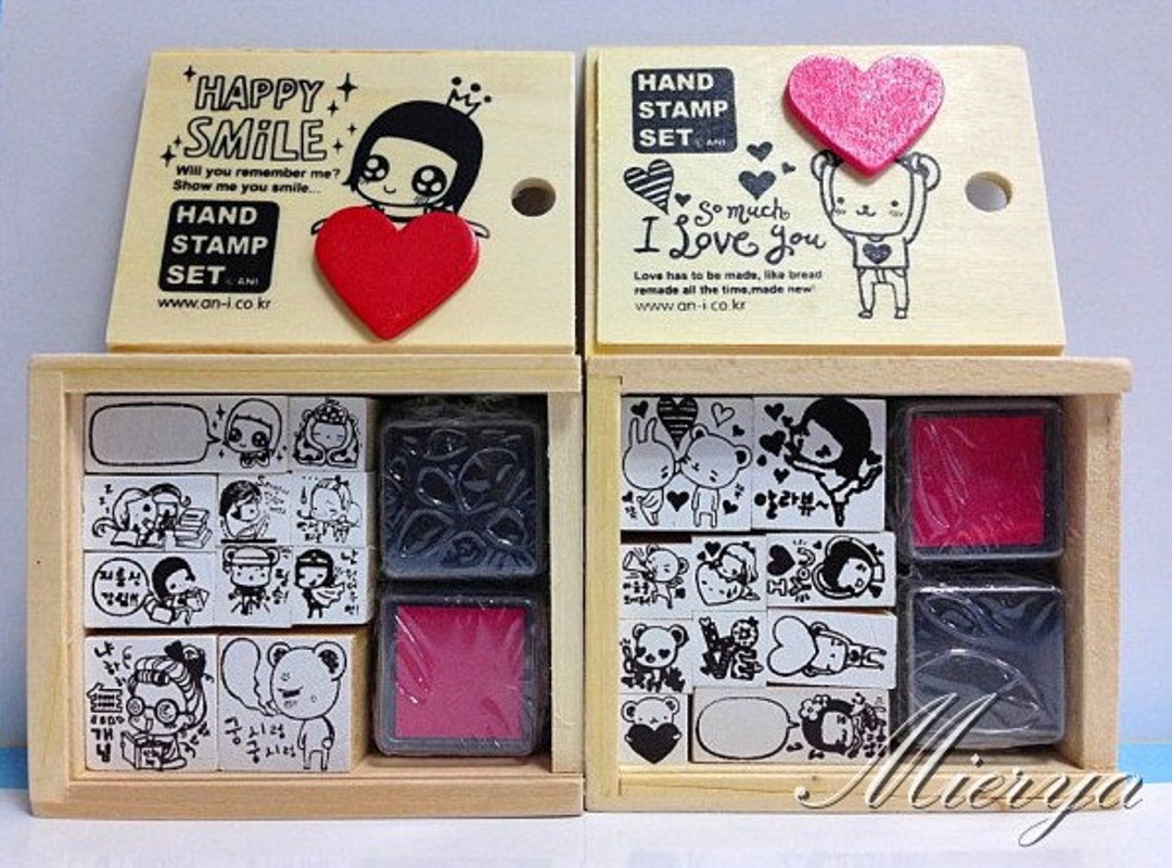 Korean Diary Stamp Set: Wood & Rubber Deco Stamps - Etsy