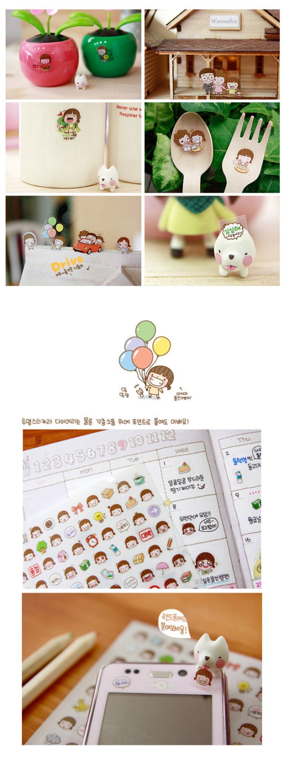 Momoi Sticker Ver 2 Korean Transparent Sticker Diary - Etsy