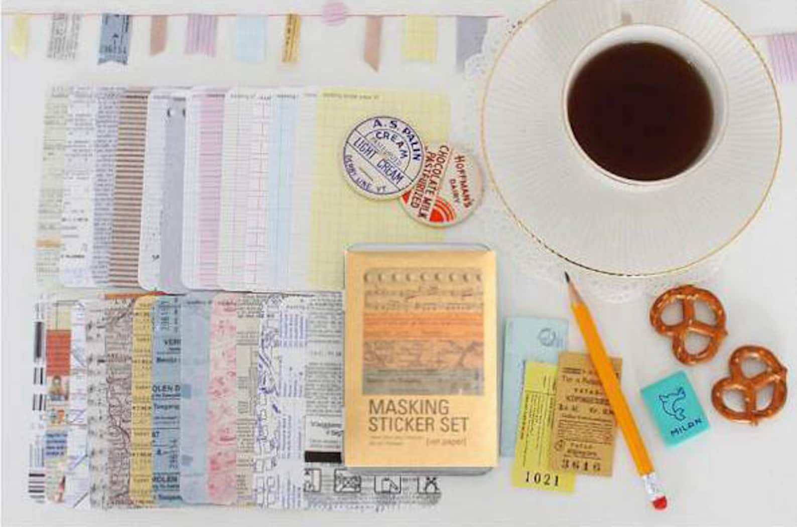 Masking Sticker Set Korean Deco Sticker Paper Sticker | Etsy