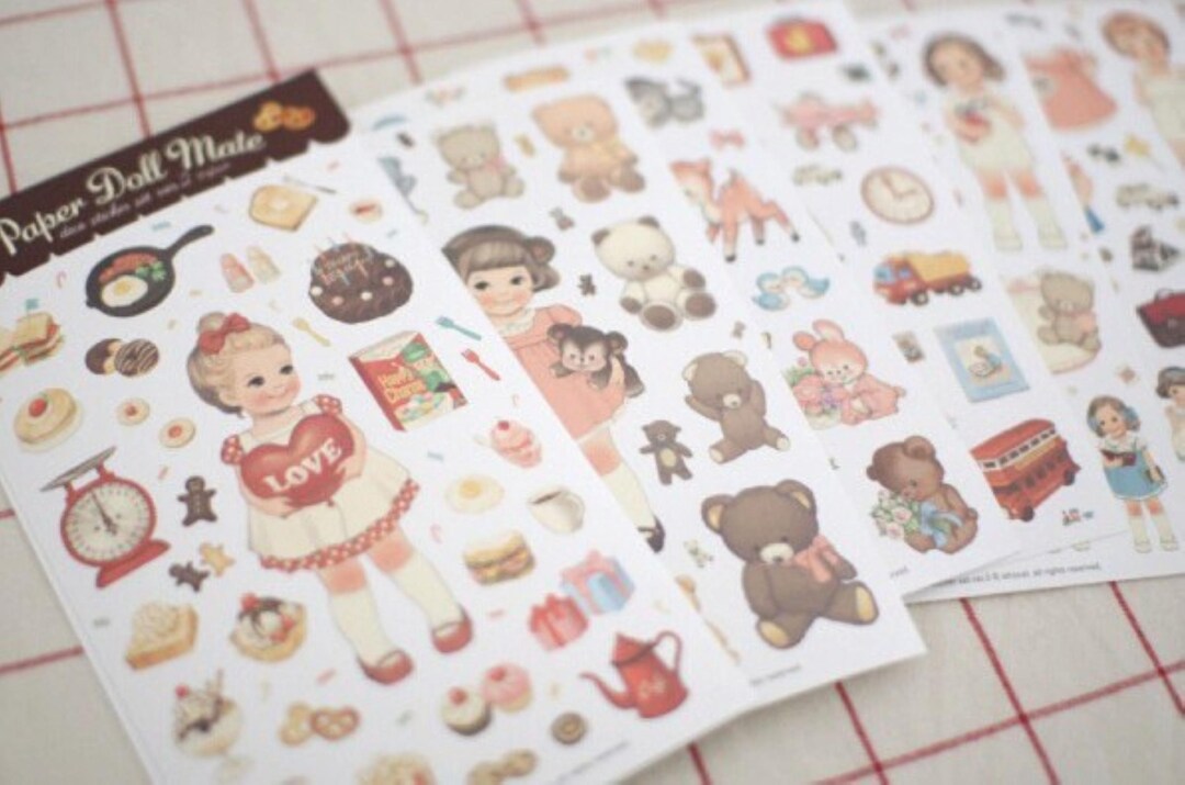 Paper Doll Mate Sticer Set - Deco Stickers - Diary Stickers - 6 Sheet ...