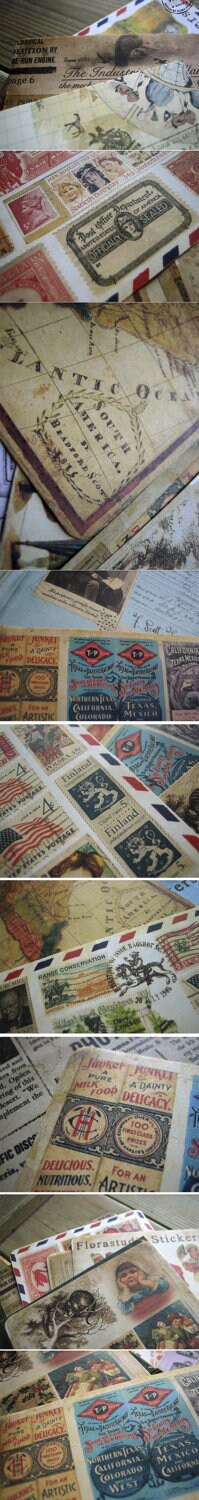 Vintage Sticker Set Paper Sticker Set Deco Sticker Set | Etsy