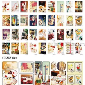 Refreshments Series Postcards and Stickers with Tin Box Deco Stickers ...