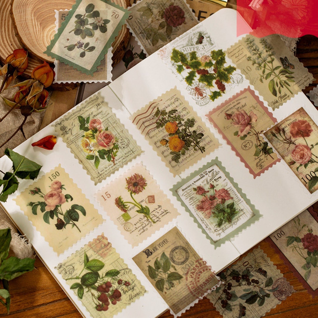 60 Pcs Time Post Office Stickers - Retro Stickers - Stamp Stickers ...