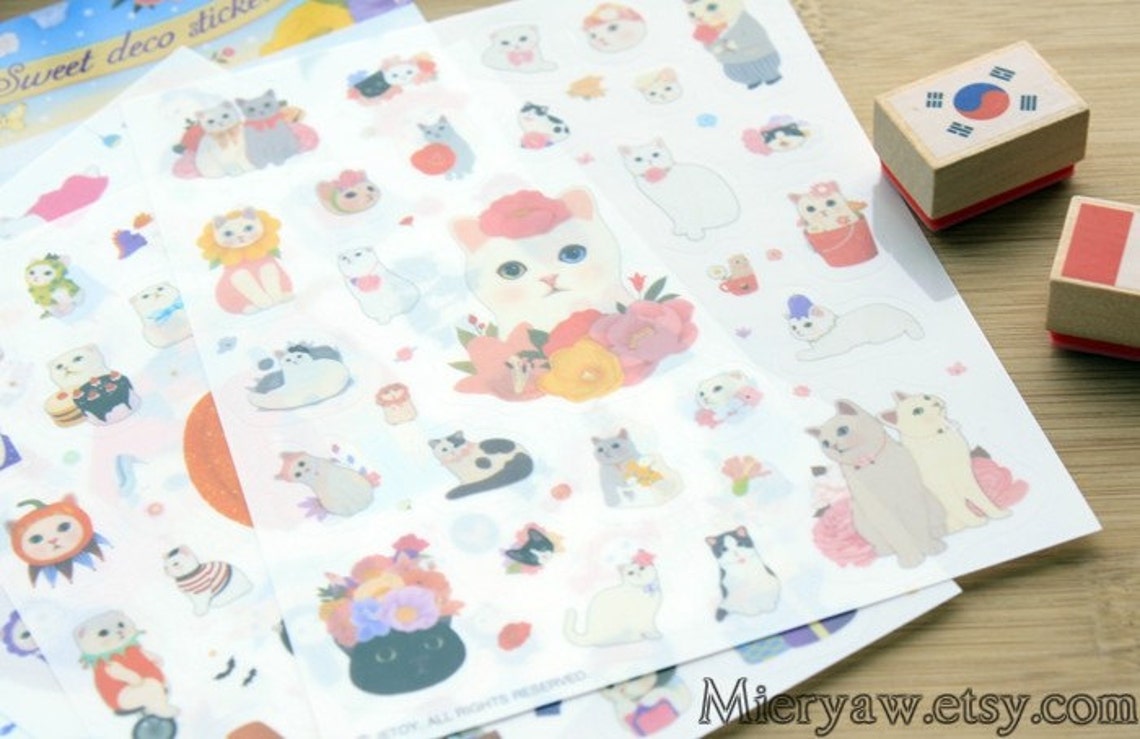 Choo Choo Sweet Deco Sticker Set Cat Sticker Deco Sticker - Etsy