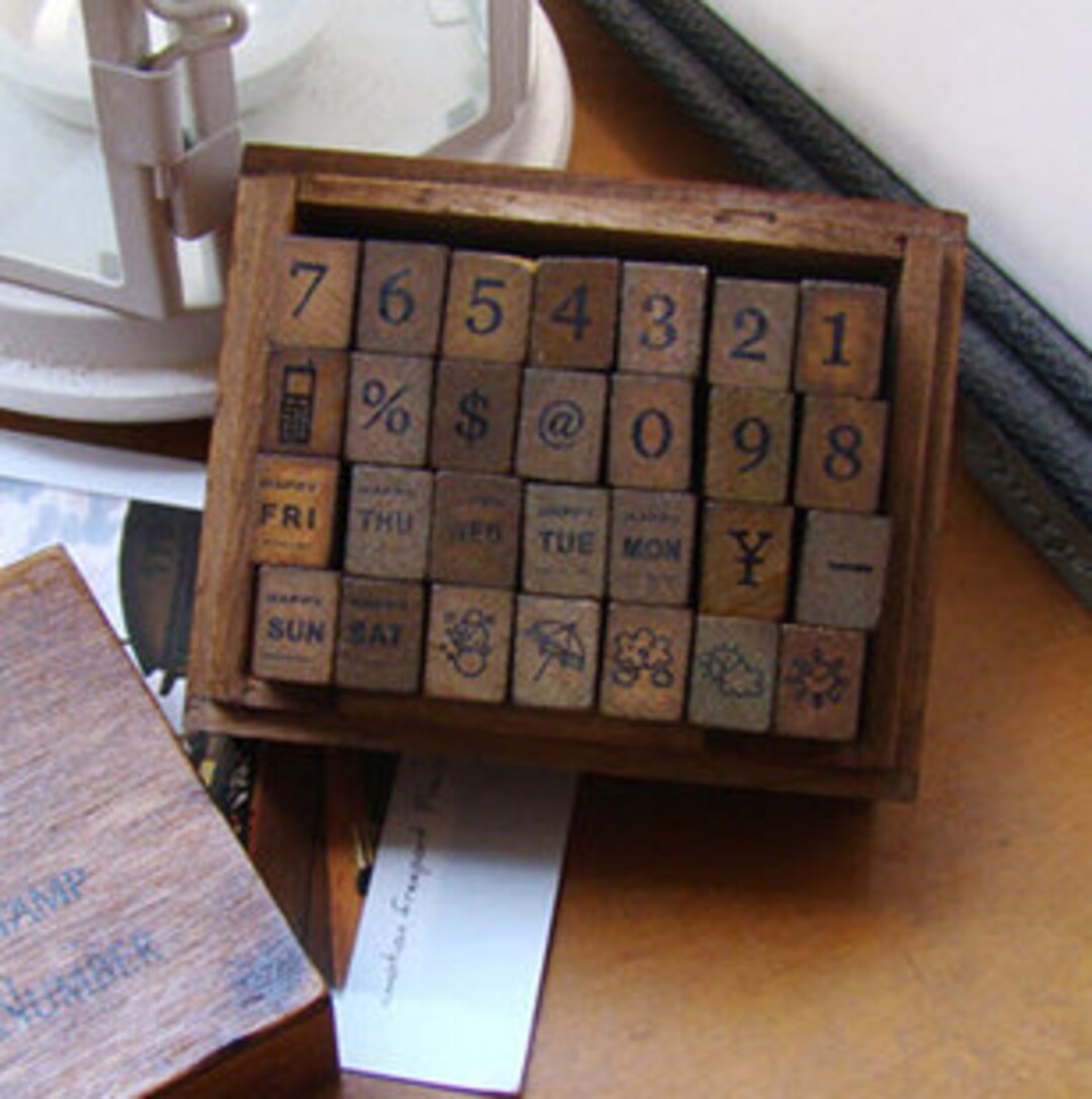 Number Stamps Set Wooden Rubber Stamps Diary Stamps - Etsy