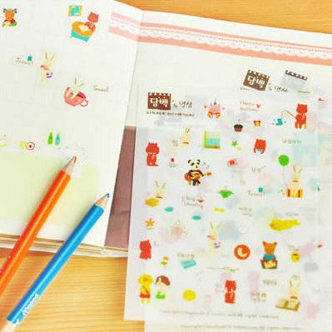 Animals Sticker Set Korean Transparent Sticker Diary Sticker Deco ...