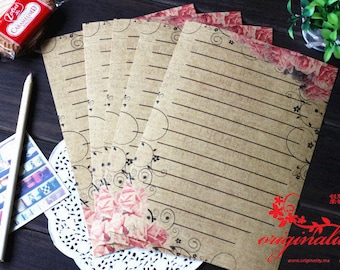 8 Sheets Vintage Style Brown Writing Paper Stationery | Etsy