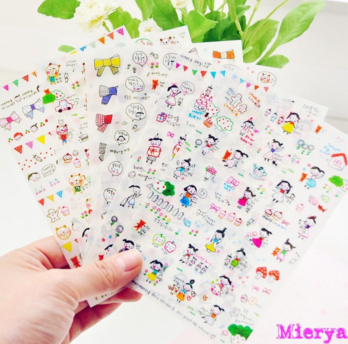 Korean Girl Sticker Set Diary Sticker Deco Sticker - Etsy