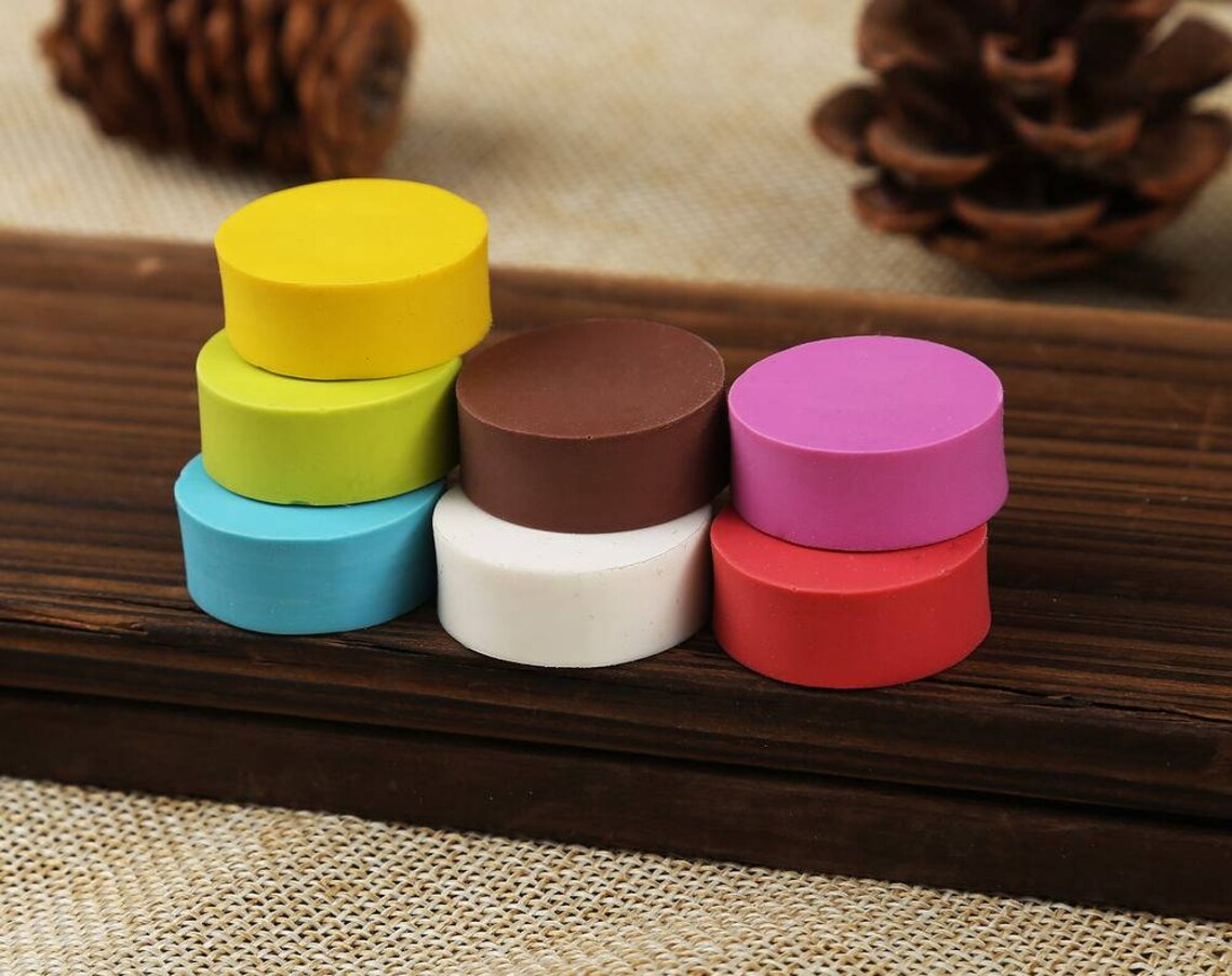 Solid Color Mini Round Rubber Block DIY Rubber Stamp - Etsy