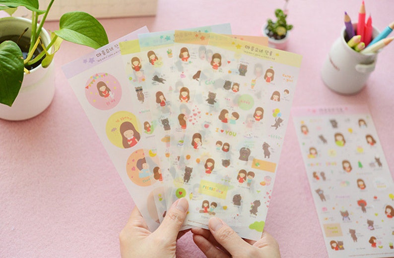 Korean Girl Sticker Set Diary Sticker Deco Sticker - Etsy
