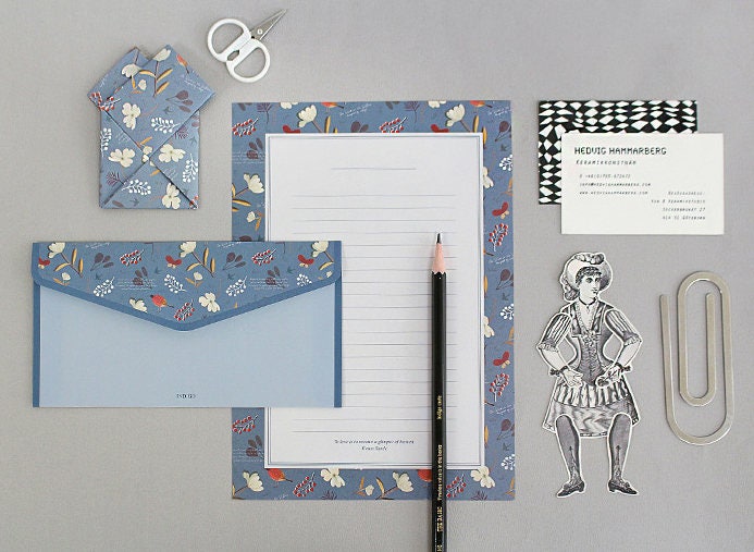 Blue Background Stationery and Envelope Set Writing Paper | Etsy