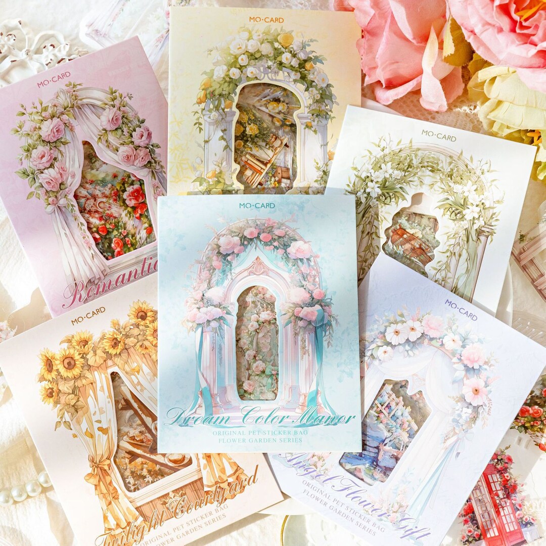 European Style Floral Doors and Windows Stickers - Flower Garden ...