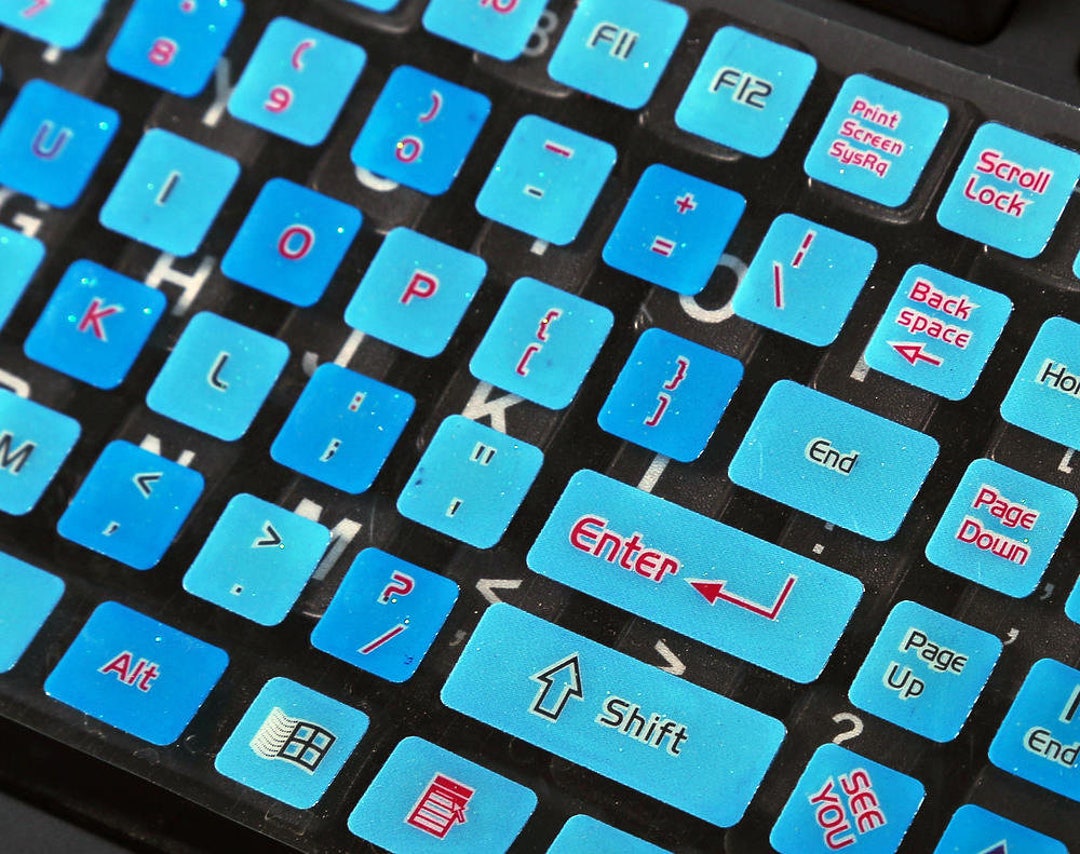 Solid Blue Epoxy Keyboard Sticker DIY 3D Desktop Keyboard Decal Common ...