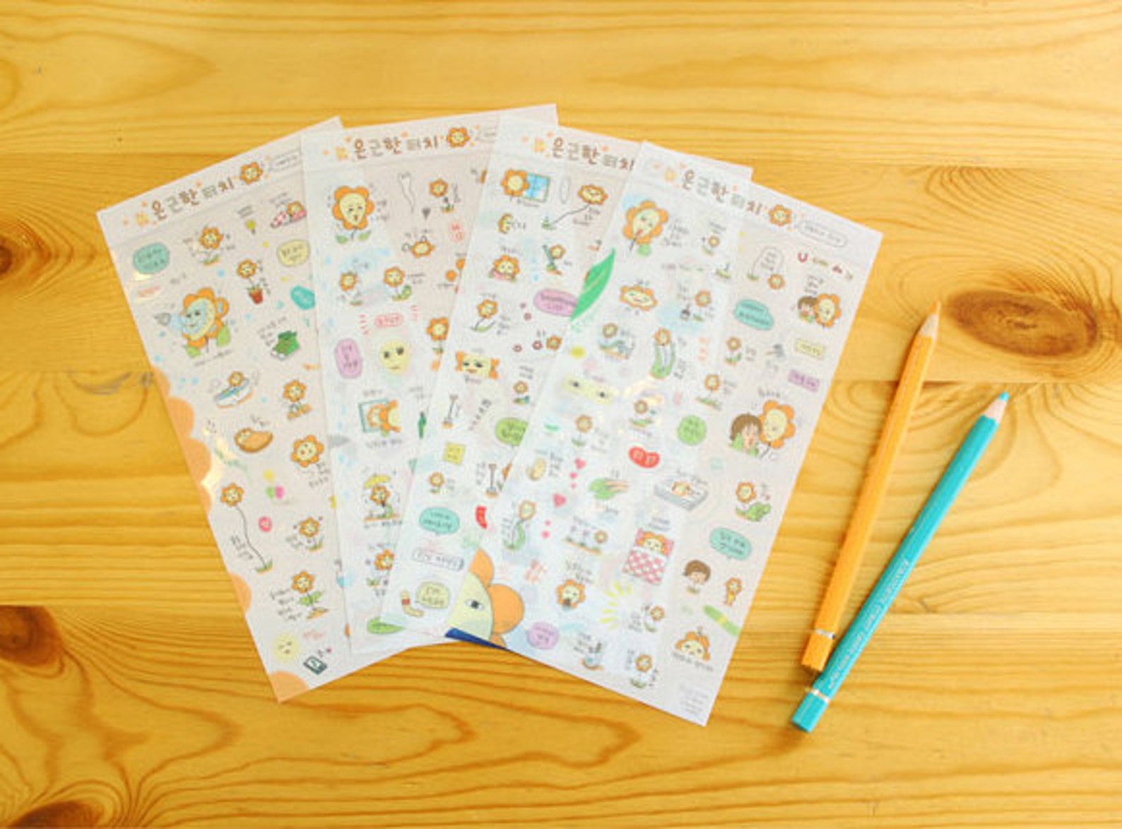 Sunflower Korean Sticker Set Diary Sticker Transparent | Etsy