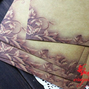8 Sheets Vintage Style Brown Writing Paper: Floral Stationery - Etsy