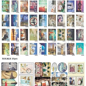 4 SETS Postcards and Stickers (with Tin Boxes) - Deco Stickers - Cards ...