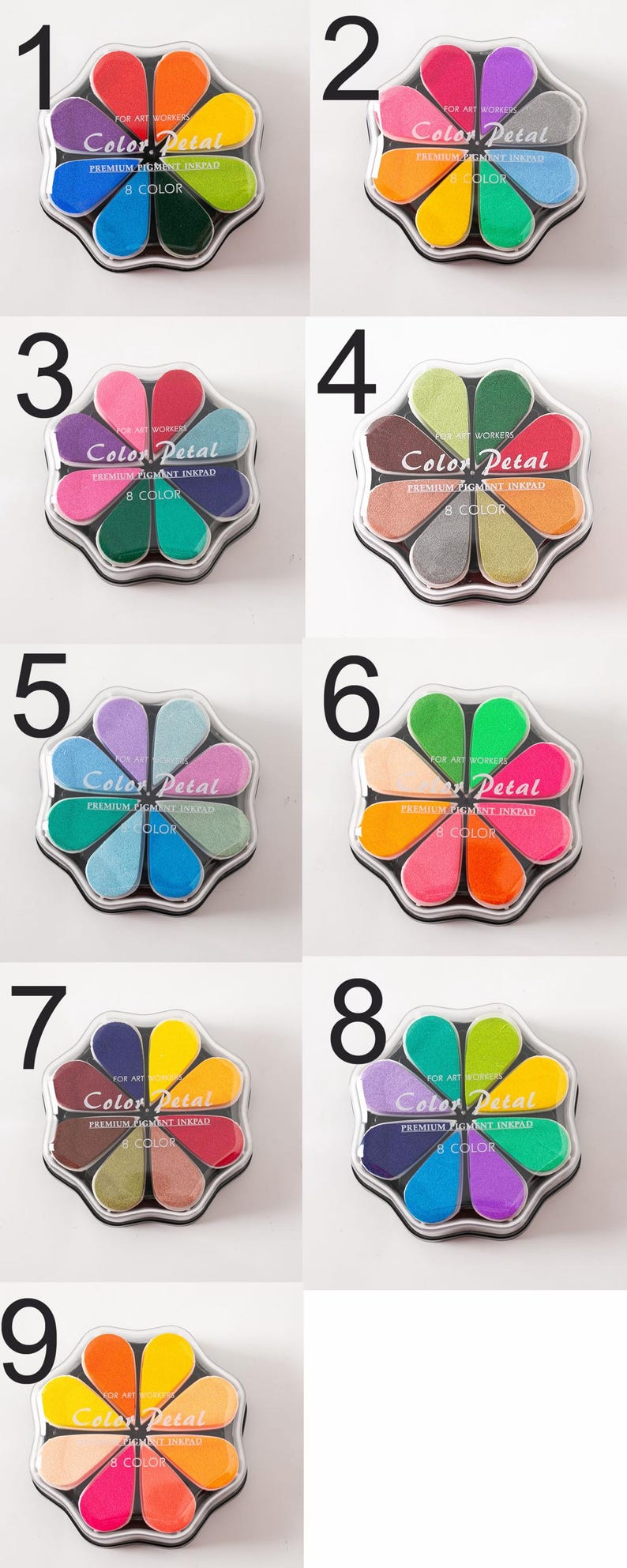 Petal Stamp Ink Pad: 8-color Handmade Rubber Stamp - Etsy