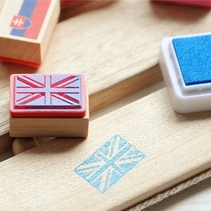 National Flag Stamp & Ink Pad Set Rubber Stamp Wood Stamp - Etsy