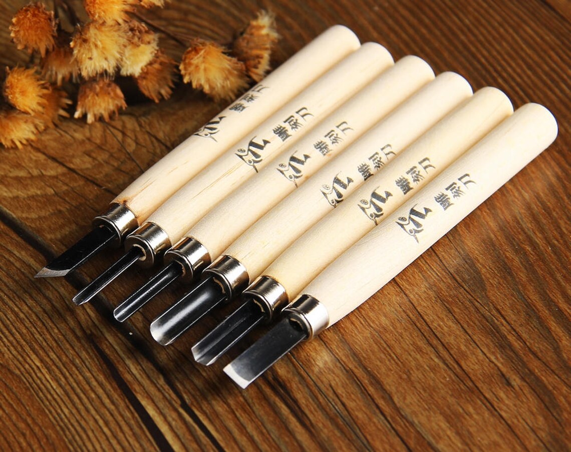 Metal Head Rubber Graver Set Carving Knife Carver 6 Pcs | Etsy